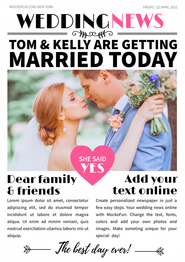 Wedding Newspaper MockoFUN Wedding Newspaper MockoFUN