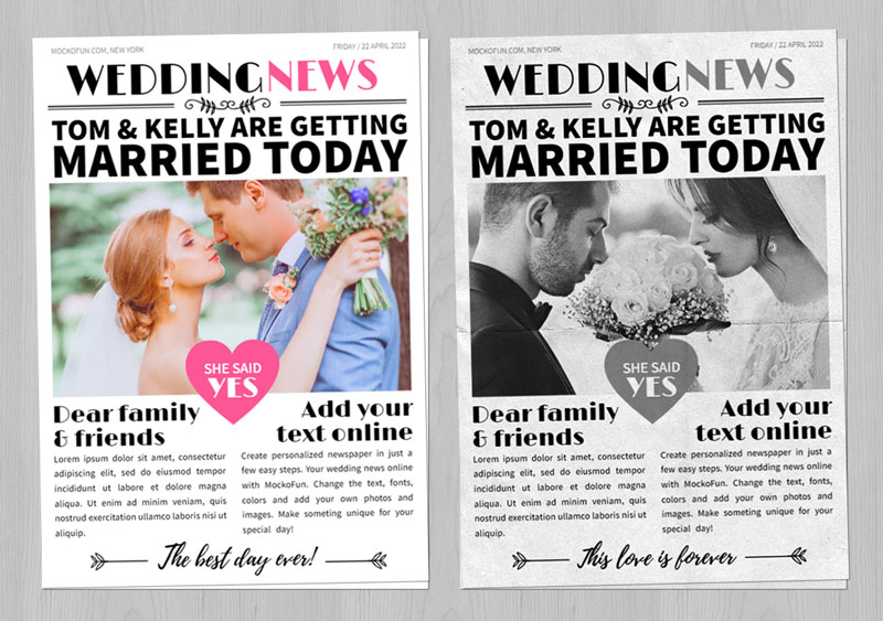 Wedding Newspaper MockoFUN Wedding Newspaper MockoFUN