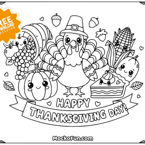 Thanksgiving Day Coloring Page - MockoFUN